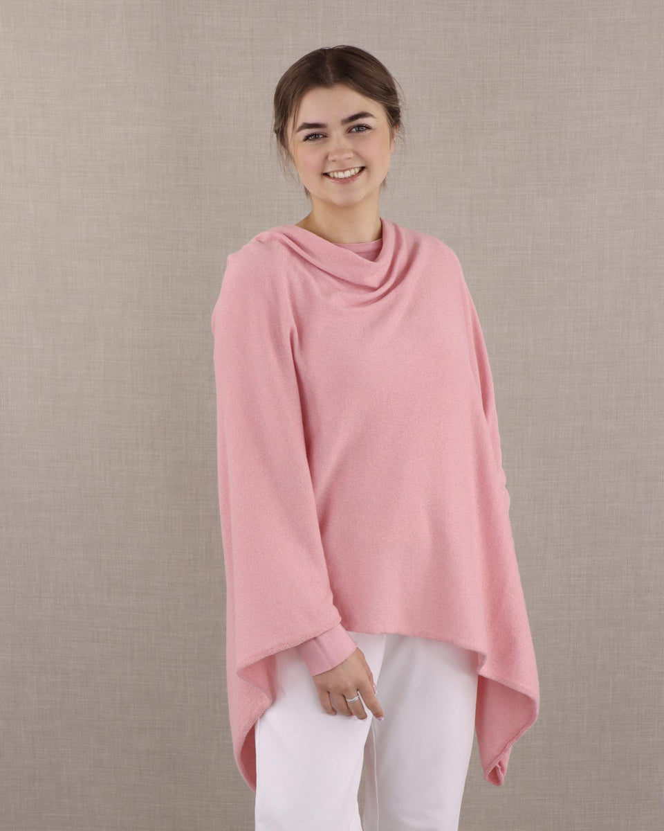 Eco Collection 100% Organic Cotton Poncho Rose Pink – Cadenza Italy